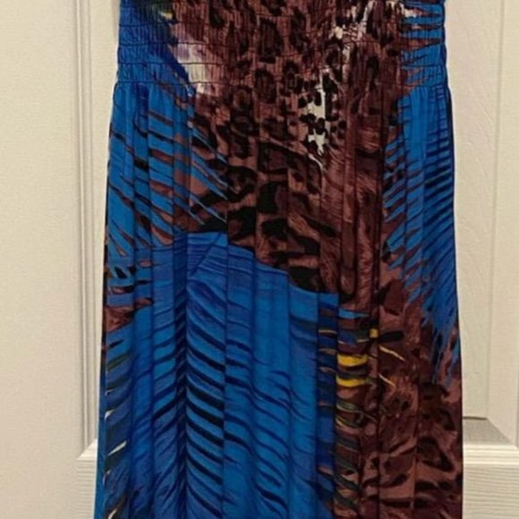 Dresses | Dark Blue Leopard Print Low Rise Dress Nwot | Poshmark